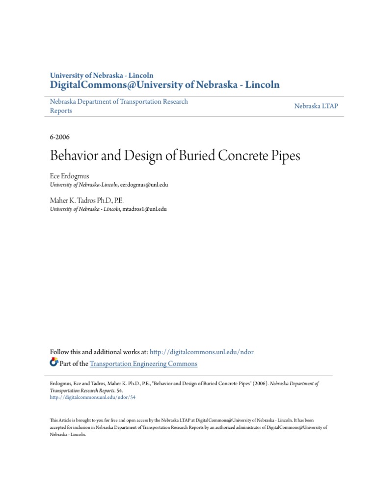 Behavior and Design of Buried Concrete Pipes | PDF | Concrete | Pipe ...