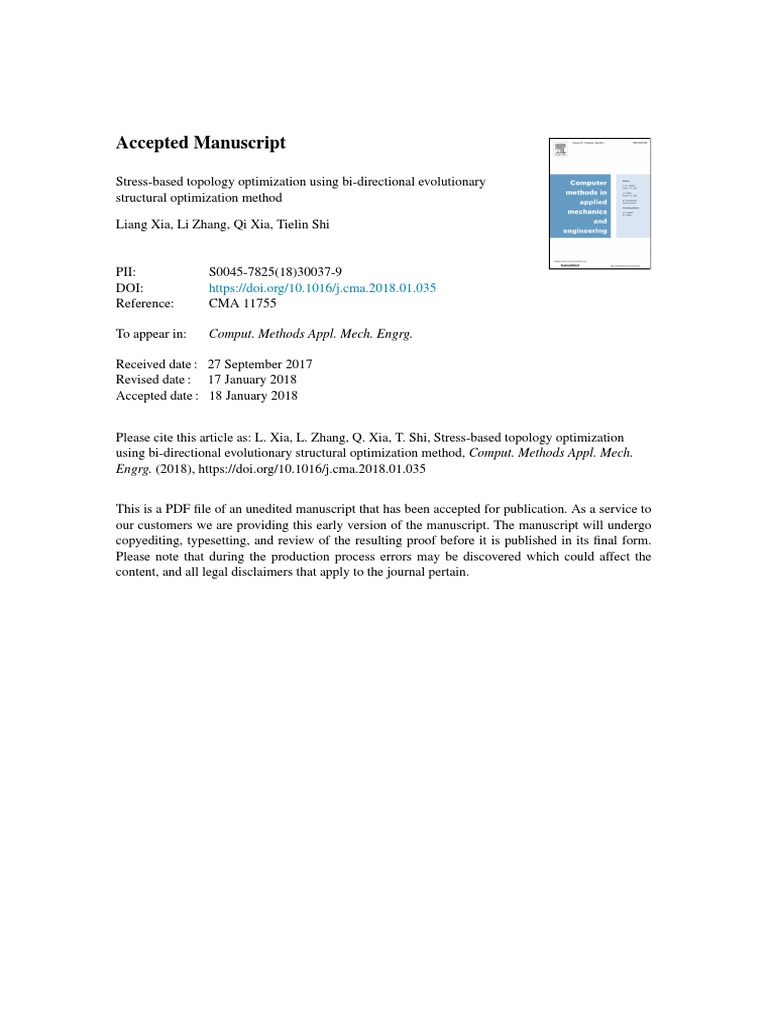 8 Stress Based Topology Optimization Using Bi Directional Evolutionary Pdf Sensitivity