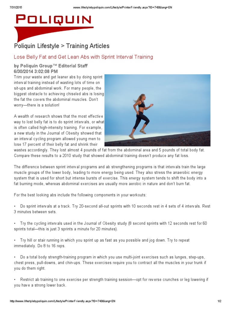Sprint Interval Training | PDF | High Intensity Interval Training | Metabolic Disorders