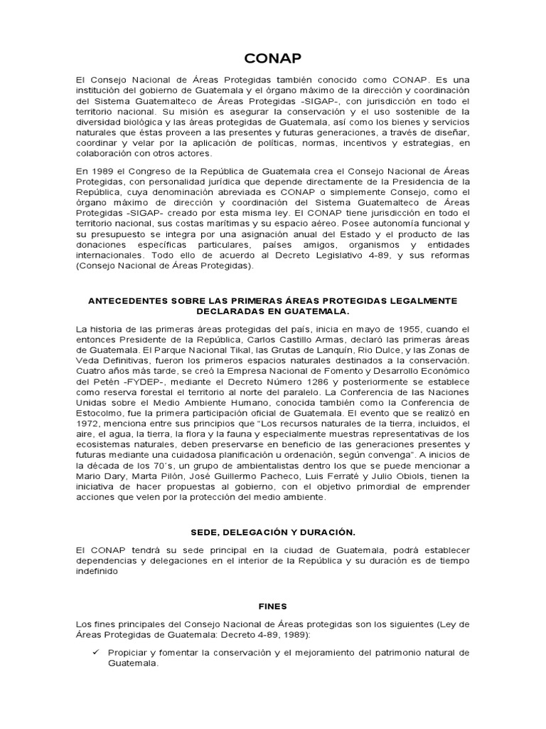 CONAP | PDF | Conservación del medio ambiente | Entorno natural