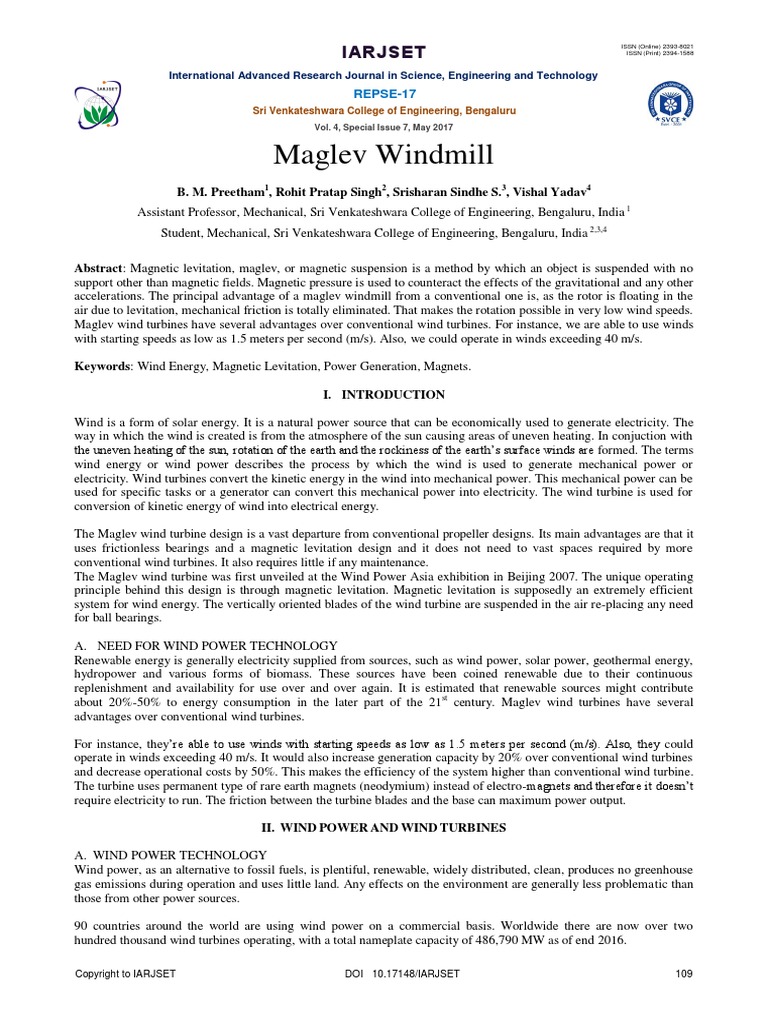 Maglev Windmill: Iarjset | PDF | Wind Turbine | Wind Power