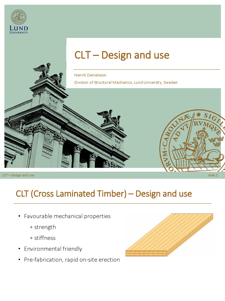 CLT - Design and Use New | Download Free PDF | Bending | Beam (Structure)