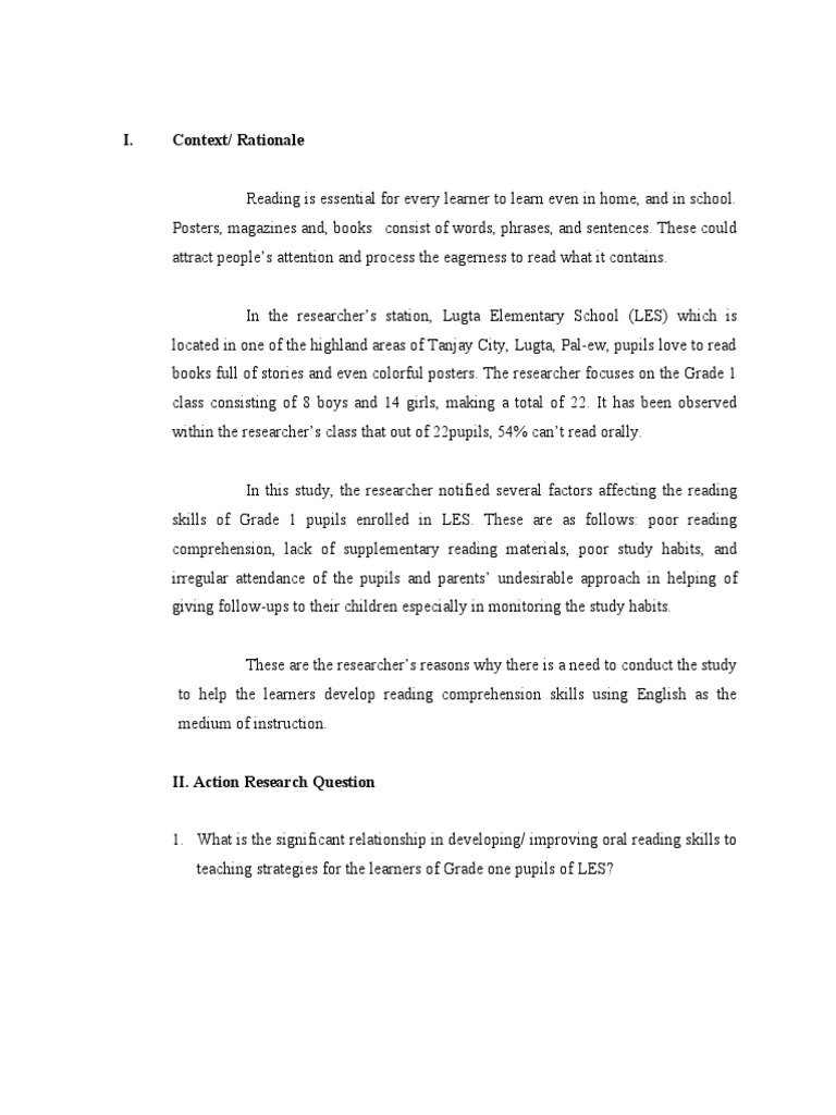 I. Context/ Rationale | Download Free PDF | Reading Comprehension ...