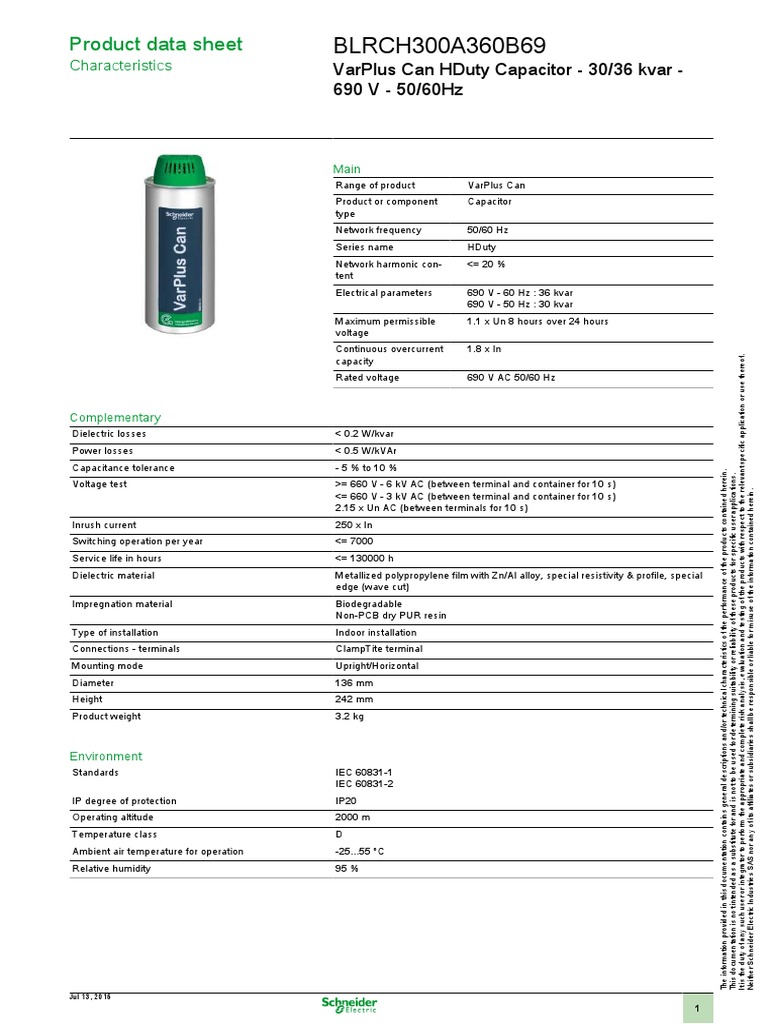BLRCH300A360B69: Product Data Sheet | PDF | Capacitor | Alternating Current