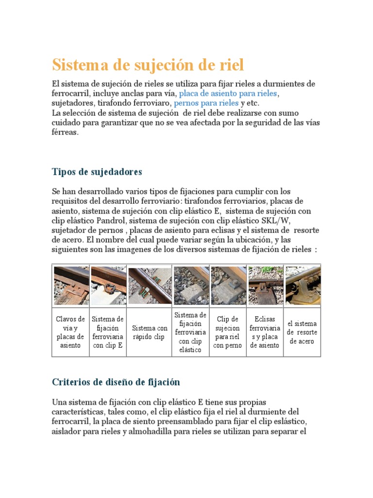 Sistema de Sujeción de Riel Contexto | PDF | Transporte ferroviario ...