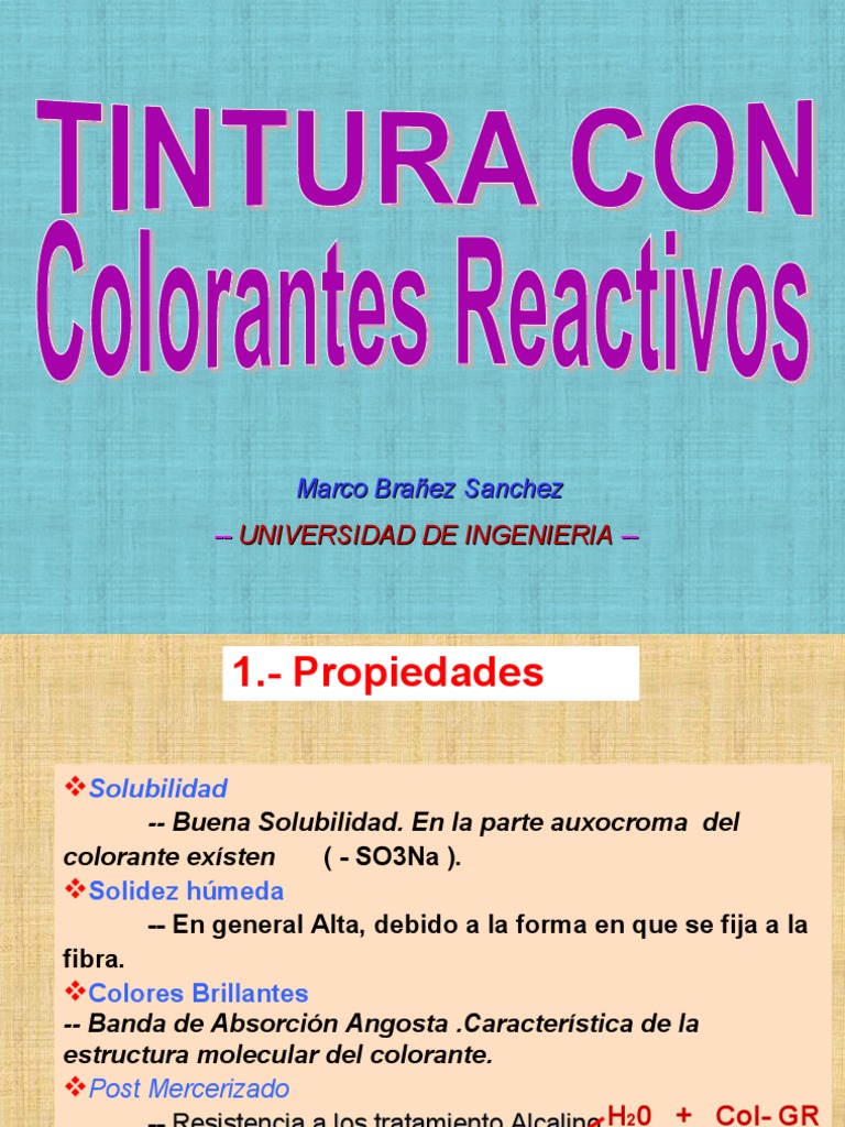 Colorantes Reactivos | PDF | Equilibrio químico | Ácido