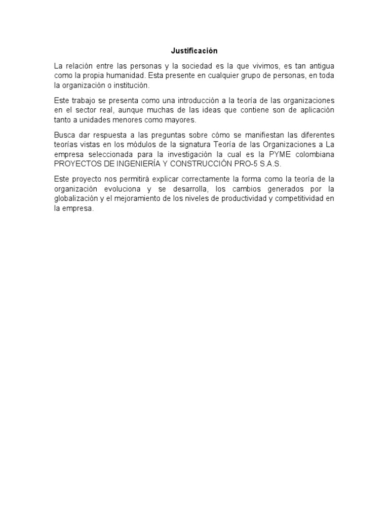 Justificación Trabajo | PDF