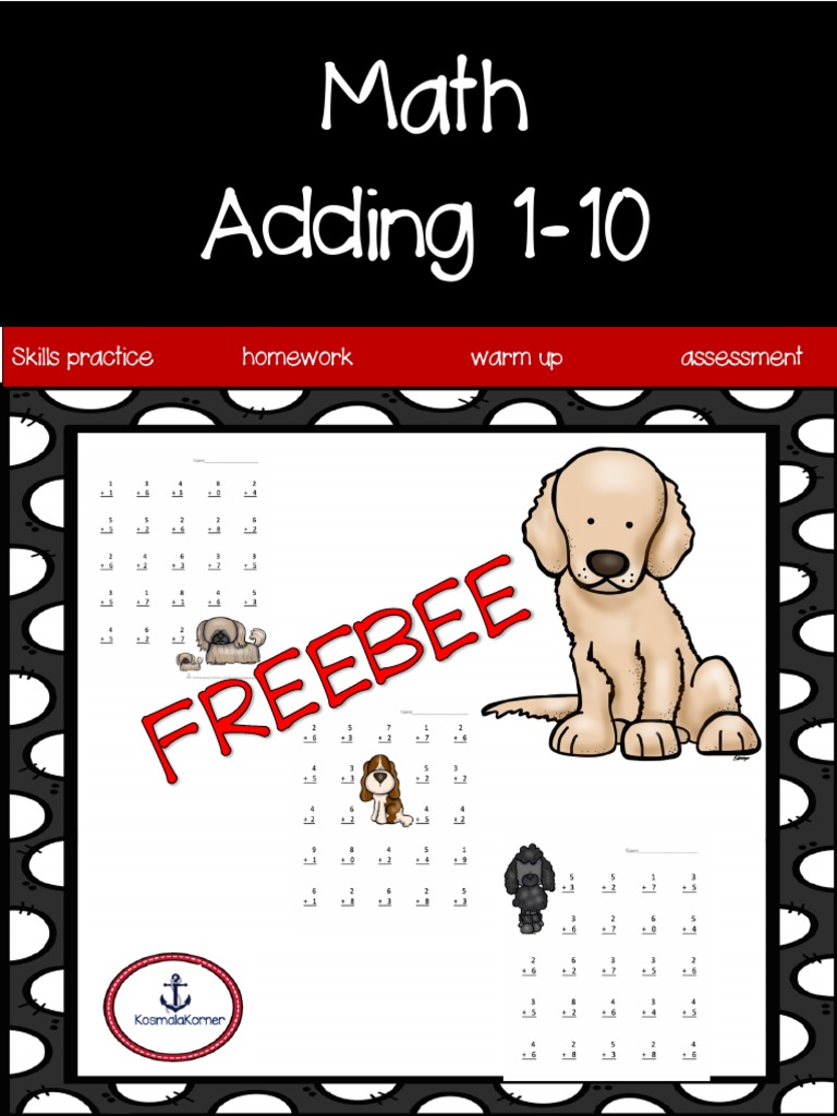 Math Adding 1-10: Skills Practice Homework Warm Up Assessment | PDF ...