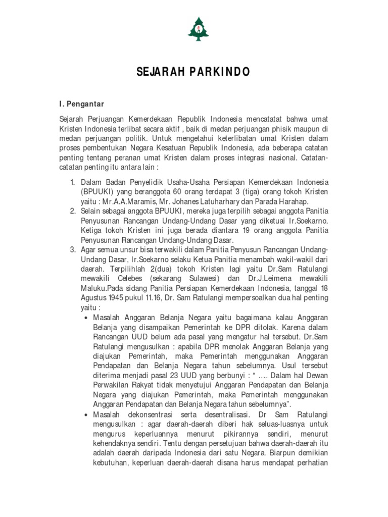 Sejarah PARKINDO | PDF