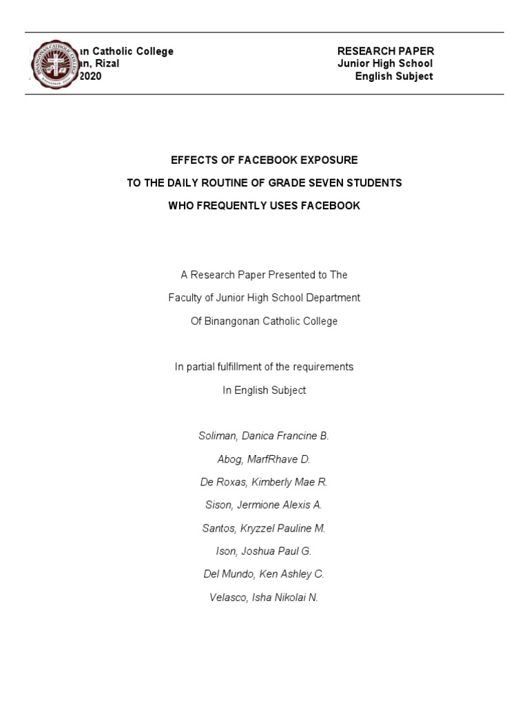 Research Grade 10 English | PDF | Facebook | Social Media