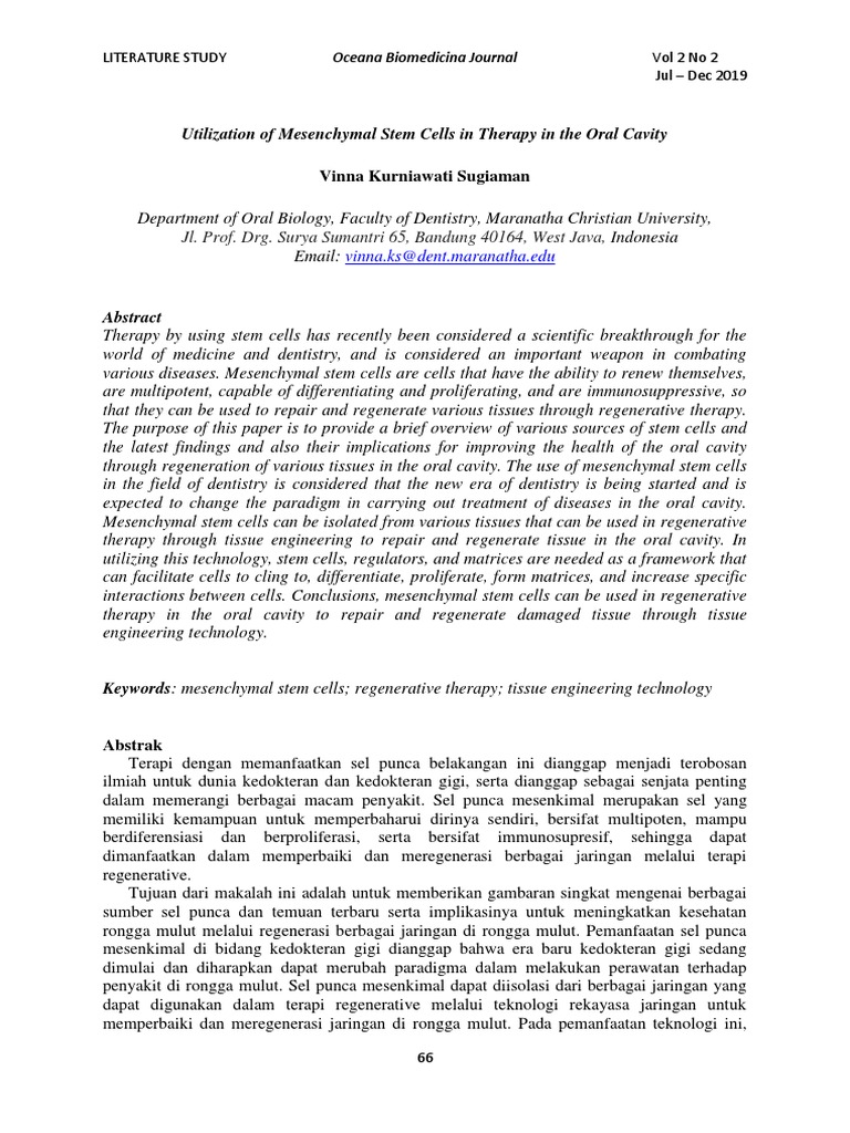 Mesenkimal STEM CELL | PDF | Regeneration (Biology) | Stem Cell