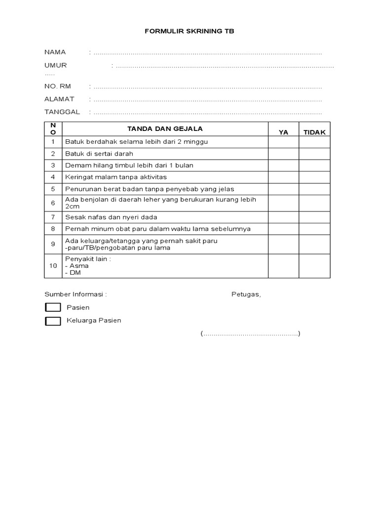 Form Skrining Pasien | PDF