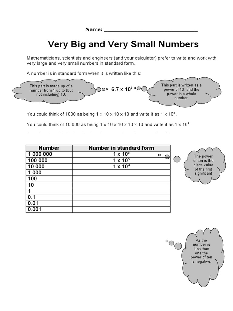 Big and Small Numbers Part 1 | PDF | Science | Teaching Mathematics