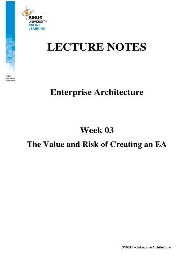 Lecture Notes: Enterprise Architecture | PDF