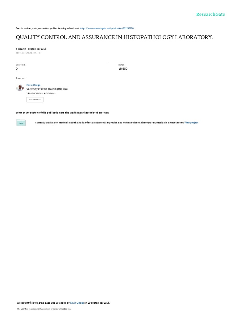 Quality Control and Assurance in Histopathology Laboratory.: September 2015 | PDF ...