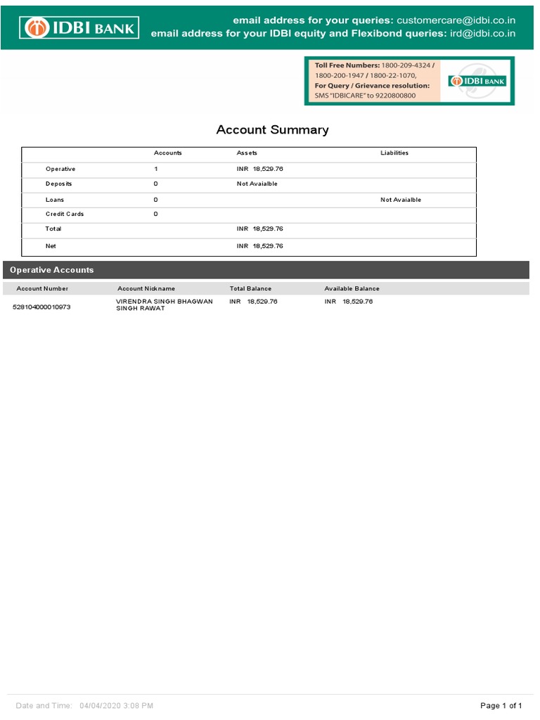 Account Summary: Operative Accounts | PDF | Finance & Money Management ...