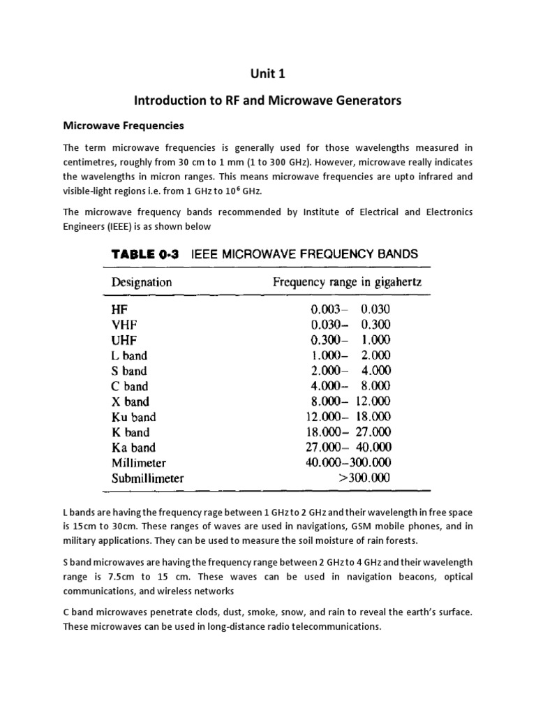 Unit 1 Introduction To RF and Microwave Generators | PDF | Microwave | Transmitter