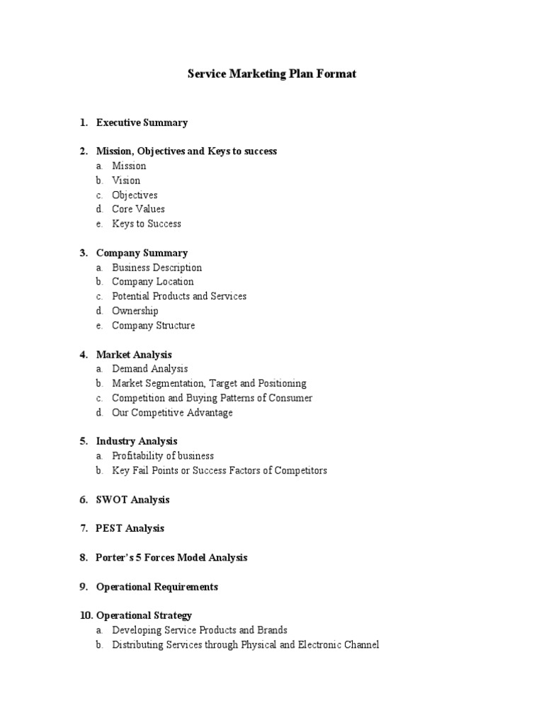 Service Marketing Plan Format | PDF