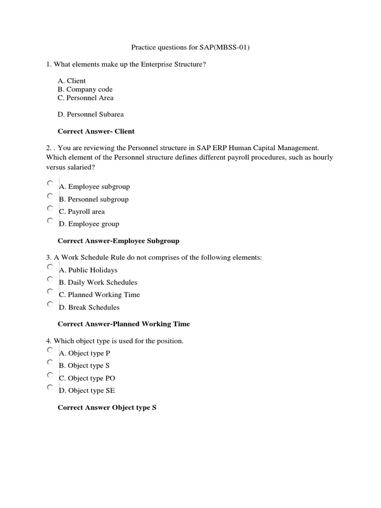 Sap-Practice Questions | PDF | Payroll | Sap Se