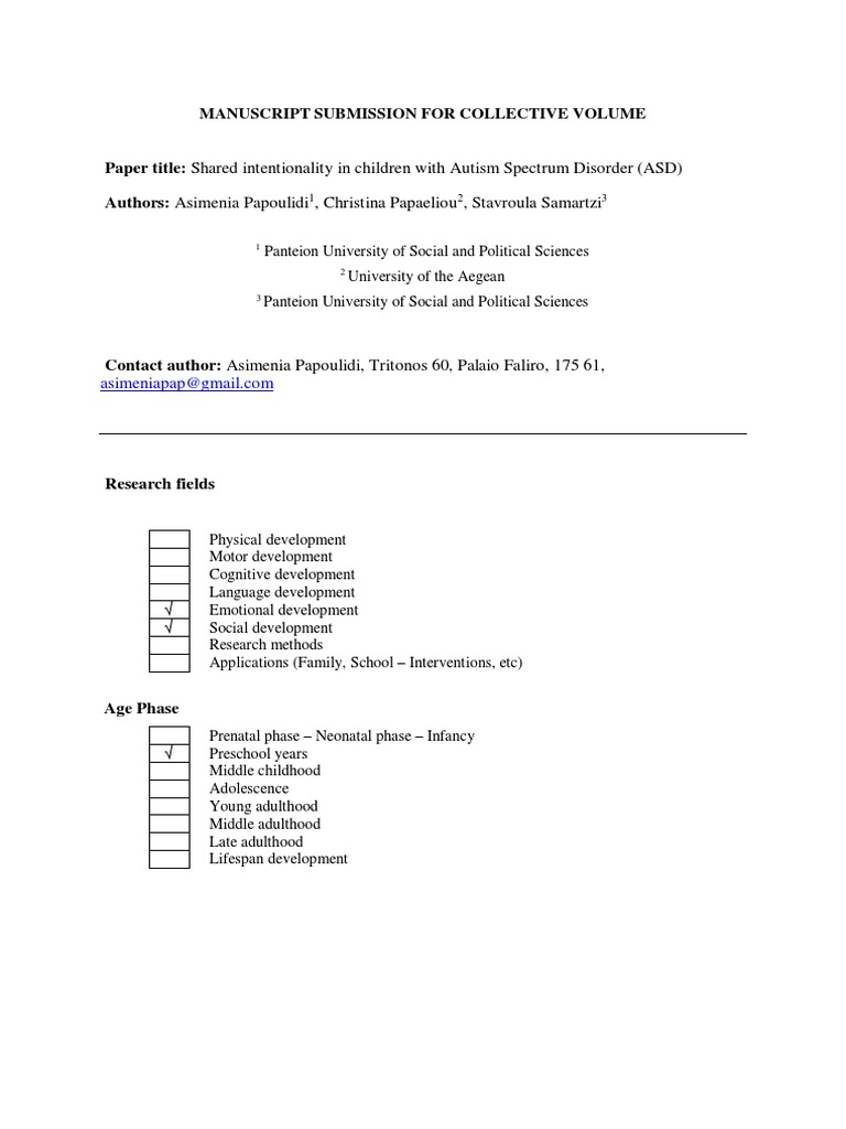 1.2shared Intentionality-ASD | PDF | Autism Spectrum | Autism