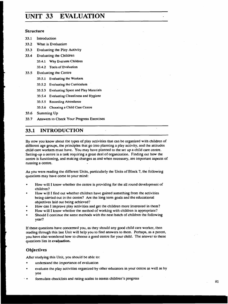 Unit Evaluation: Structure | Download Free PDF | Evaluation ...