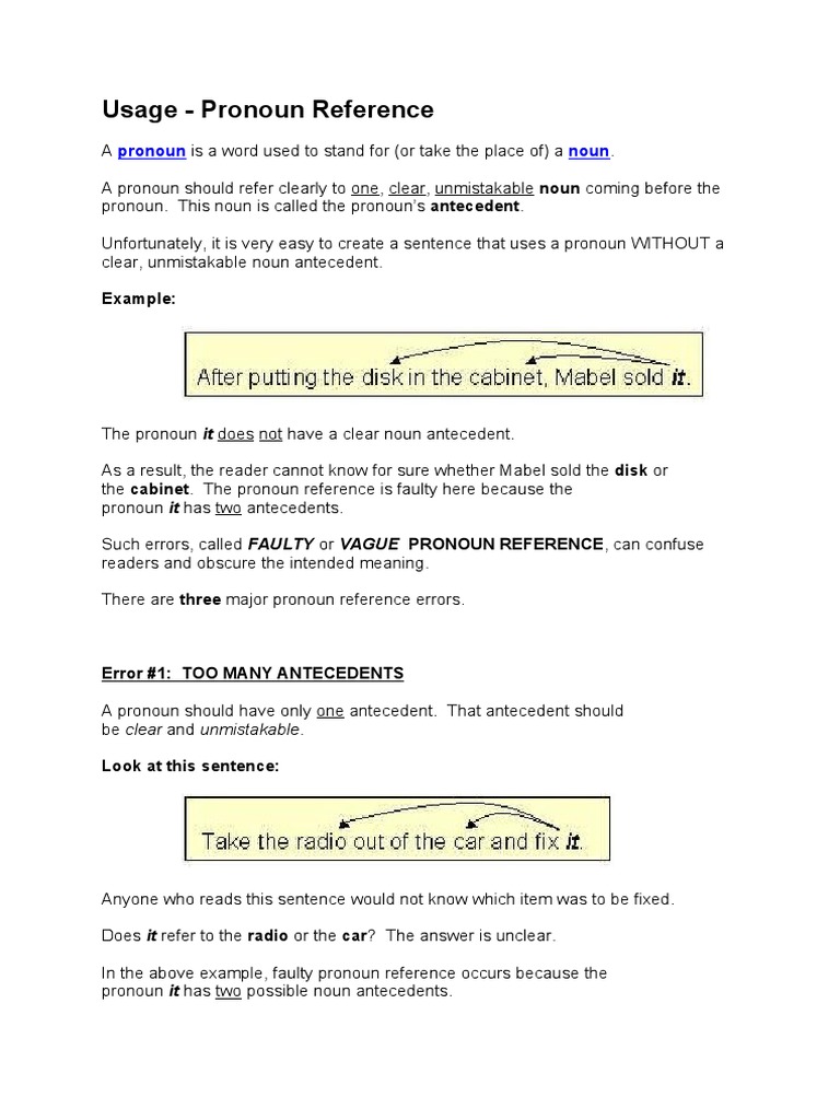 Pronoun References Rules | Download Free PDF | Pronoun | Noun