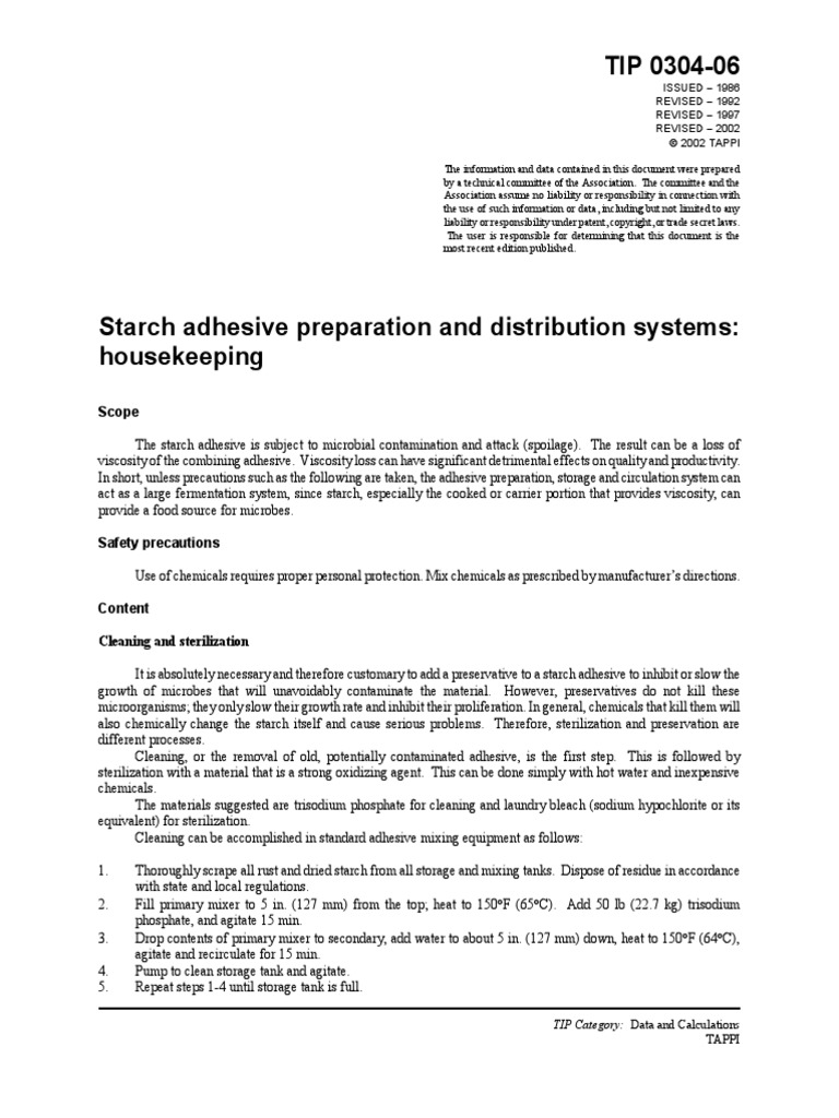 0304-06 Starch Adhesive Preparation and Distribution Systems ...