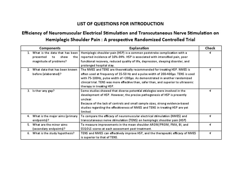 List of Questions For Introduction | PDF | Neuroscience | Clinical Medicine