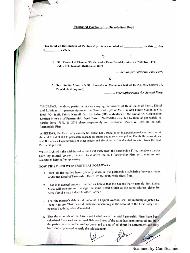 Dissolution Deed | PDF