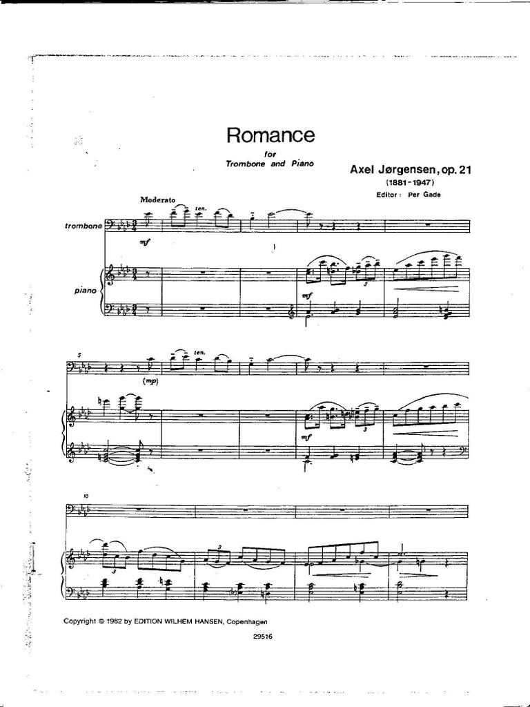 Jorgensen Axel Romance Op21 Trombone y Piano PDF | PDF