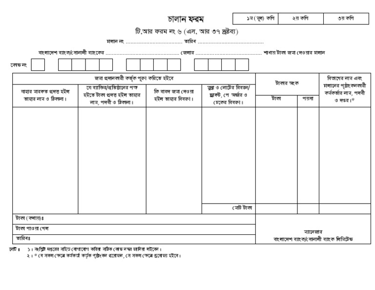 Single Chalan Form | PDF