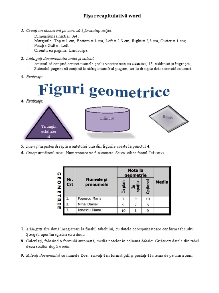 Fisa Recapitulativa Word | PDF