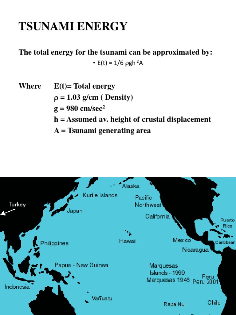 Tsunami Energy: The Total Energy For The Tsunami Can Be Approximated by ...
