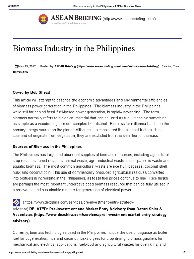 Biomass Industry in The Philippines - ASEAN Business News | PDF ...