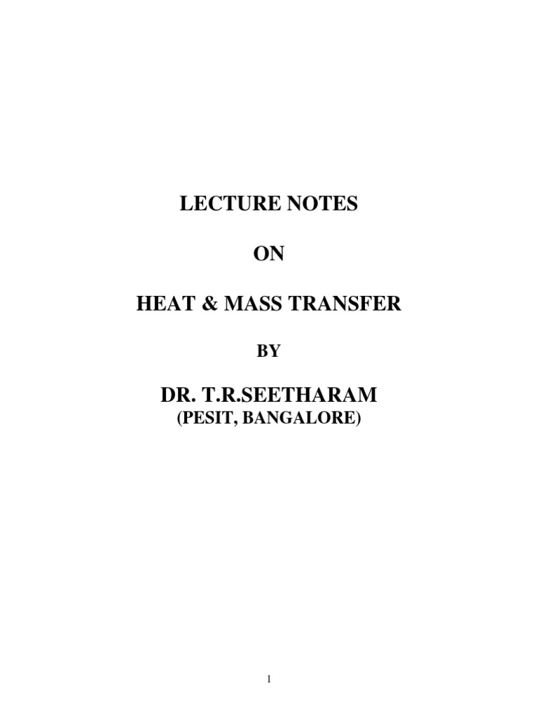 Heat Transfer Notes (TRS) | PDF | Thermal Conductivity | Heat Transfer