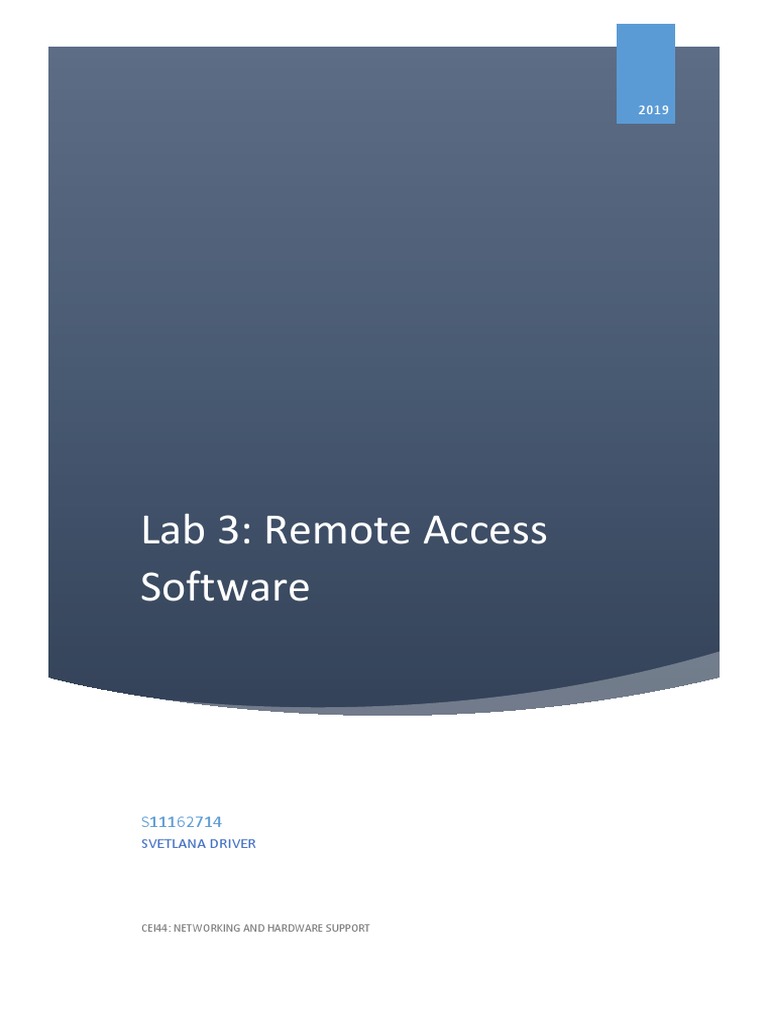 Lab 3: Remote Access Software: Svetlana Driver | PDF | Wireless Ad Hoc ...