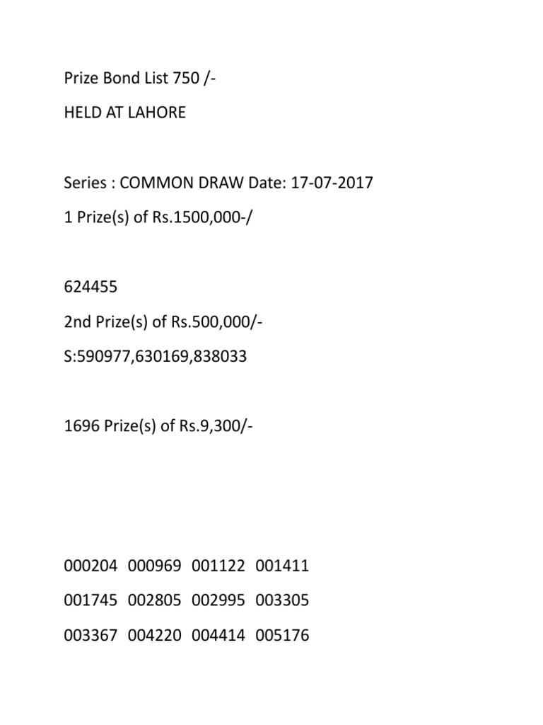 RS.750 Draw List | PDF