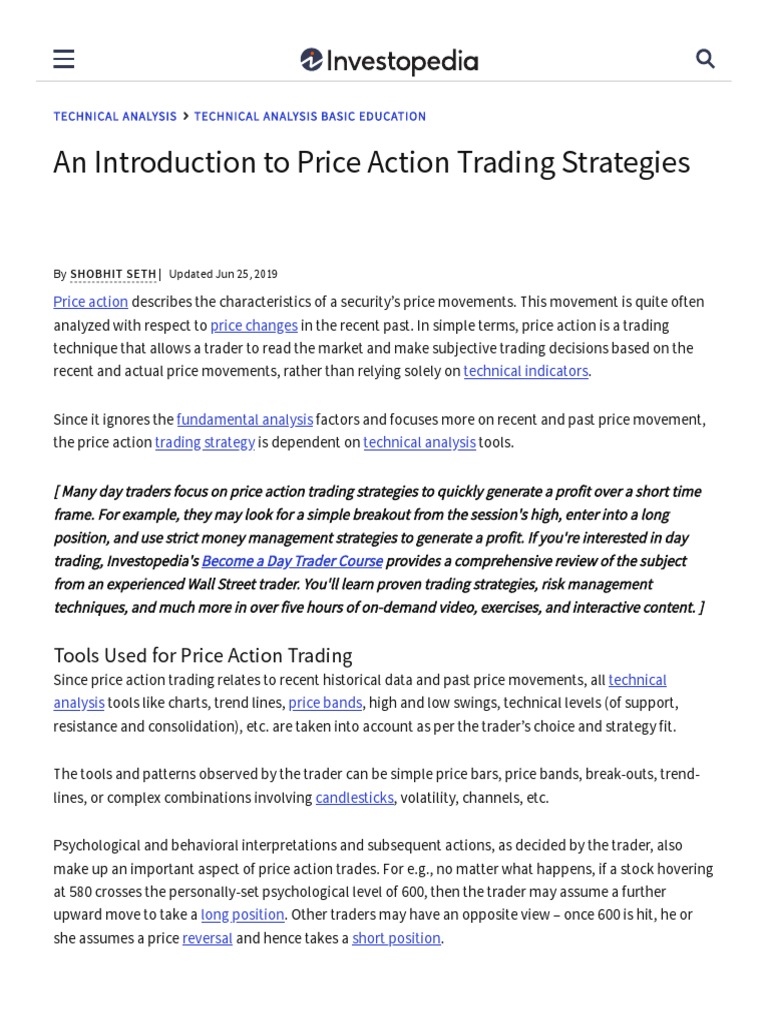 An Introduction To Price Action Trading Strategies | PDF | Technical ...