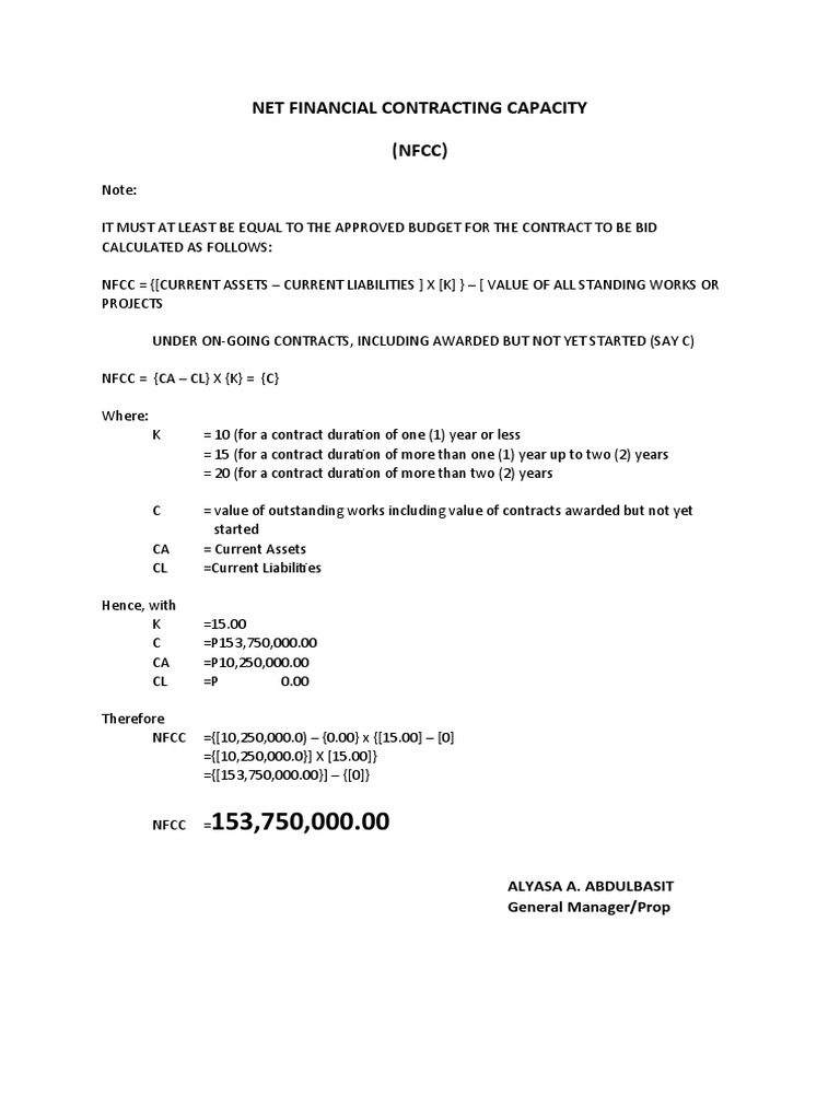 Net Financial Contracting Capacity | PDF