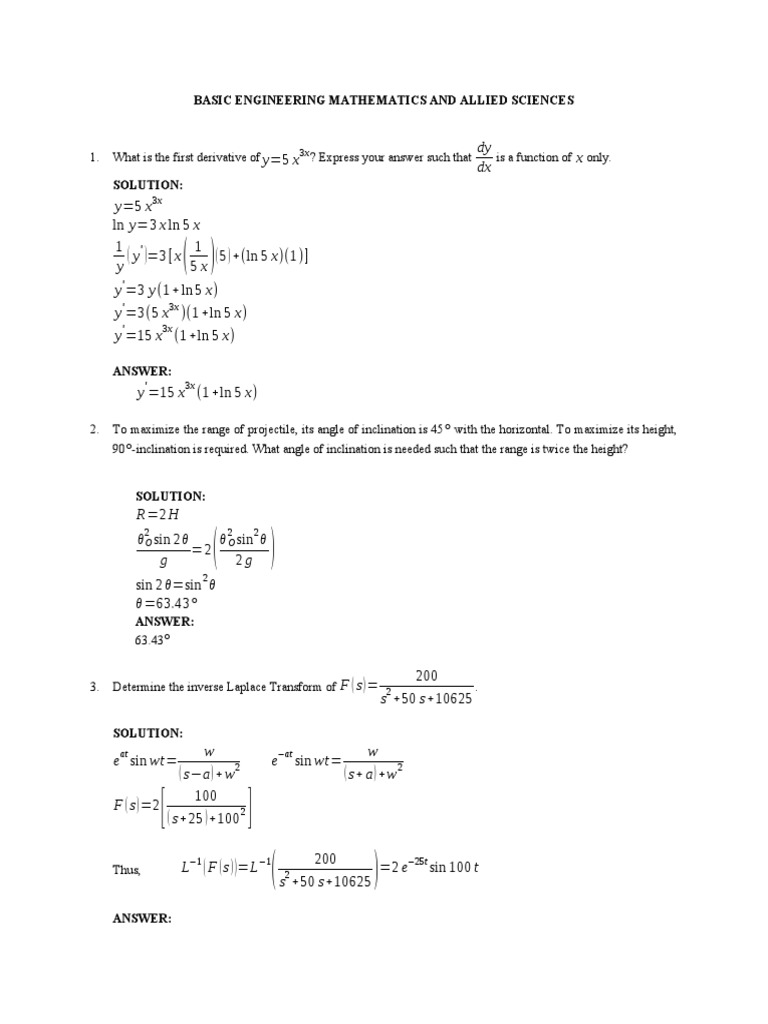 Basic Engineering Mathematics and Allied Sciences | PDF | Friction | Force