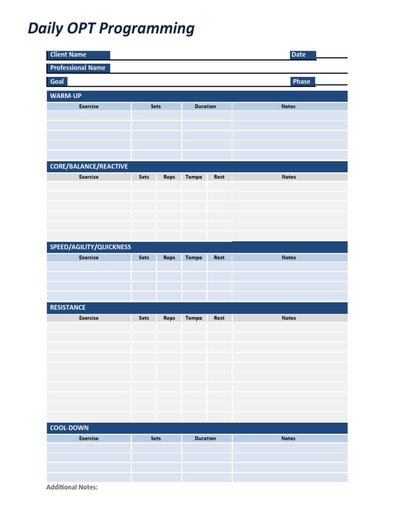 Nasm-Cpt Daily Opt Programming Tempalte | PDF