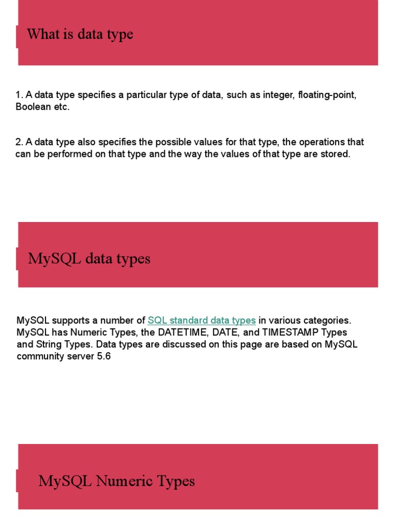 MySQL Data Tape | PDF | Integer (Computer Science) | Data Type