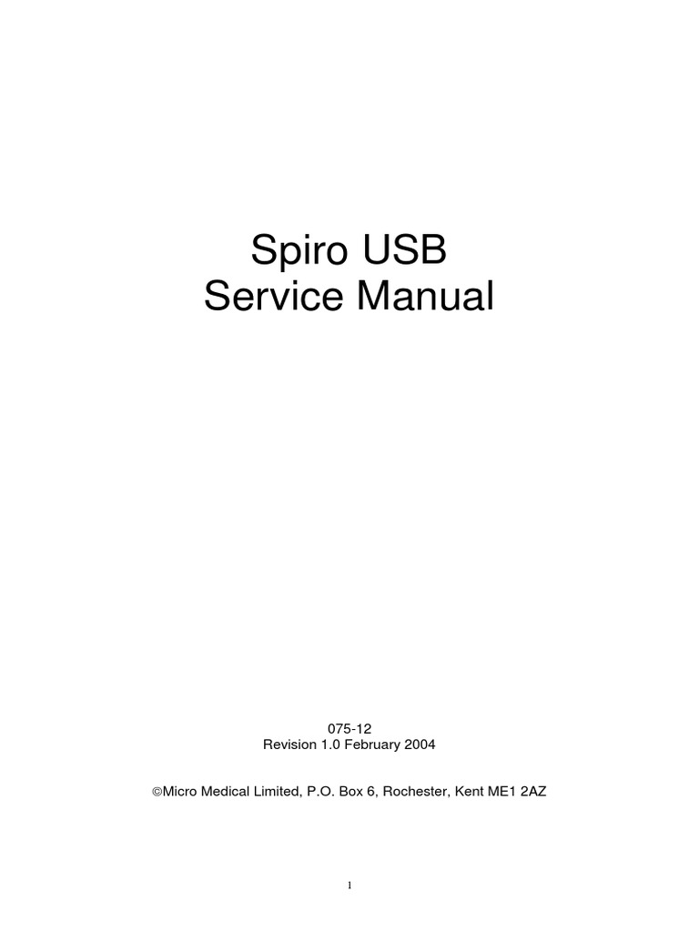 Spiro USB Service Manual: 075-12 Revision 1.0 February 2004 | PDF | Cmos | Microprocessor