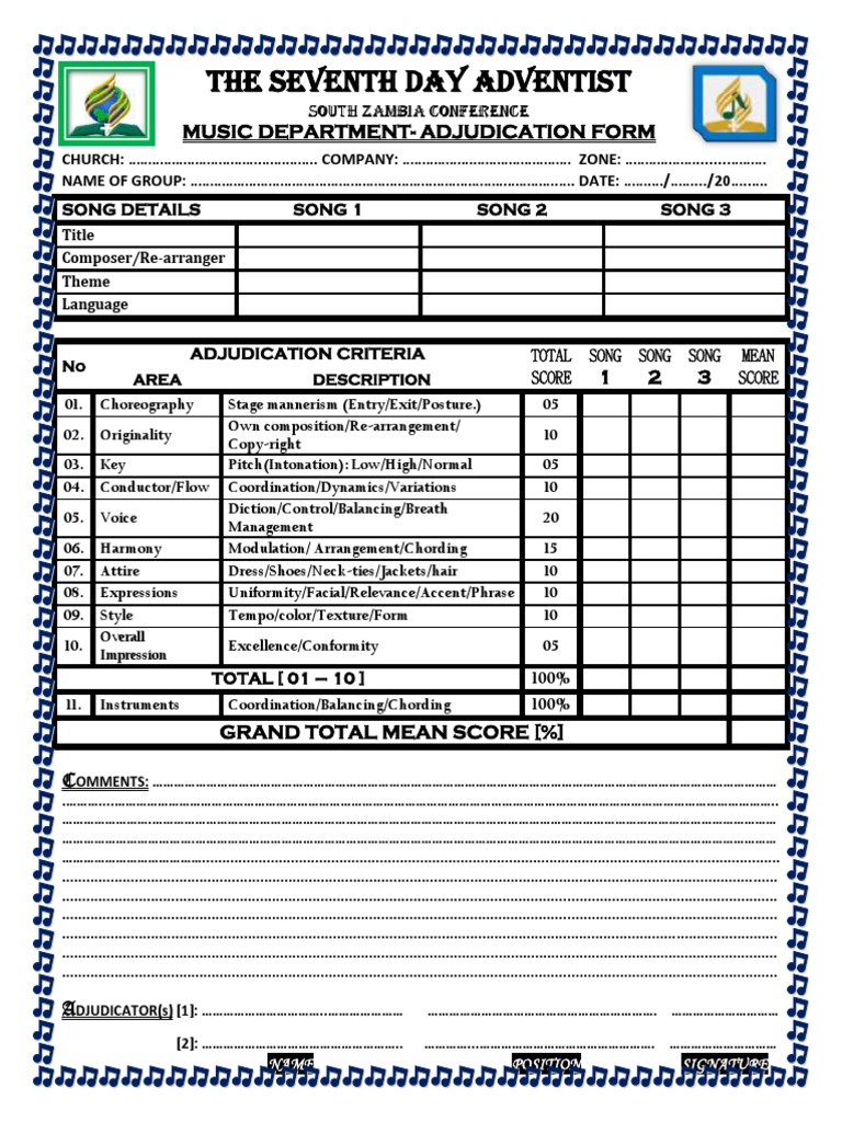 2a. THE ADJUDICATION FORM | PDF | Entertainment | Sound