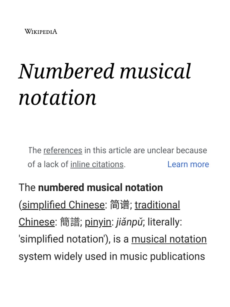 Numbered Musical Notation - Wikipedia | PDF | Minor Scale | Musical ...