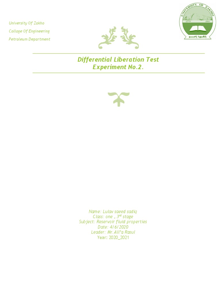 Differential Liberation Test Overview | PDF | Petroleum Reservoir ...