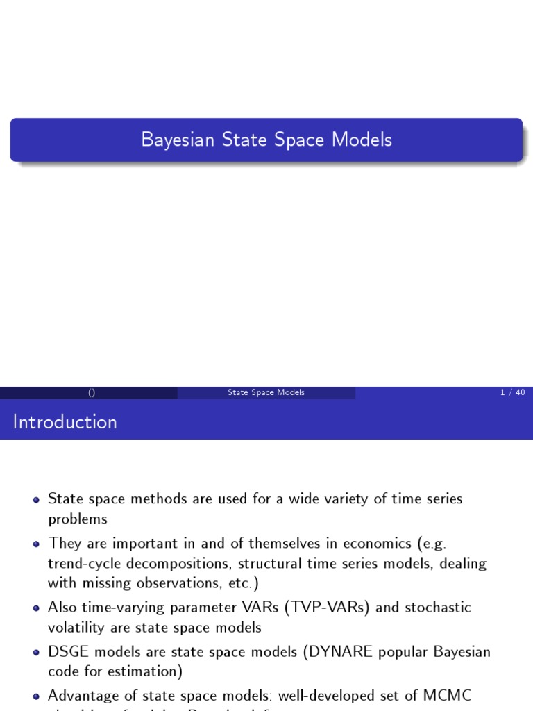 Topic5 State Space Models 2019 | PDF | Vector Autoregression | Ordinary ...