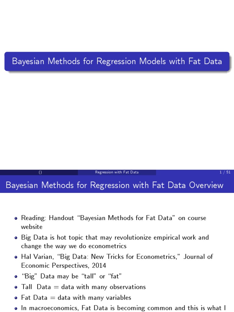 Bayesian Methods For Regression Models With Fat Data Pdf Regression Analysis Linear Regression