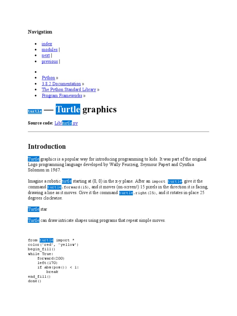 Python-Tutle Help Doc | PDF | Method (Computer Programming) | Class ...