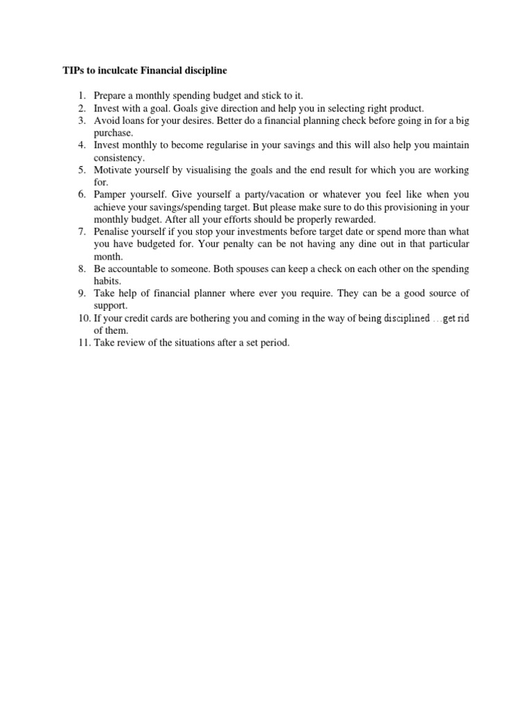 Financial Discipline Tips Guide | PDF